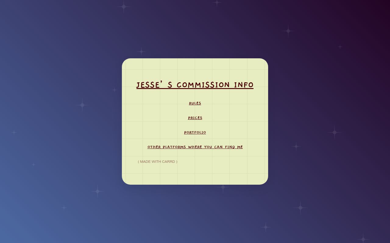 Jesse’s Commission Info